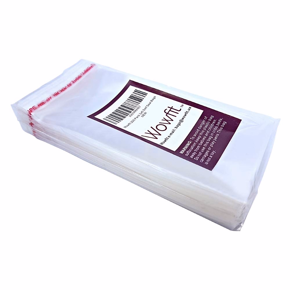 Wowfit 200 Count 3x5 Inch Clear Cellophane Plastic Bags, Resealable Self-Sealing Cello Bags Good for Cookies, Decorative Wrappers, Party Favors, Candy and More