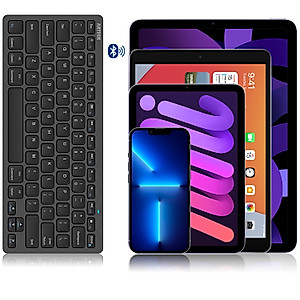 Arteck Ultra-Slim Keyboard Compatible with iPad 10.2-inch/iPad Air/iPad 9.7-inch/iPad Pro/iPad Mini, iPhone and Other Bluetooth Enabled Devices Including iOS, Android, Windows, Black