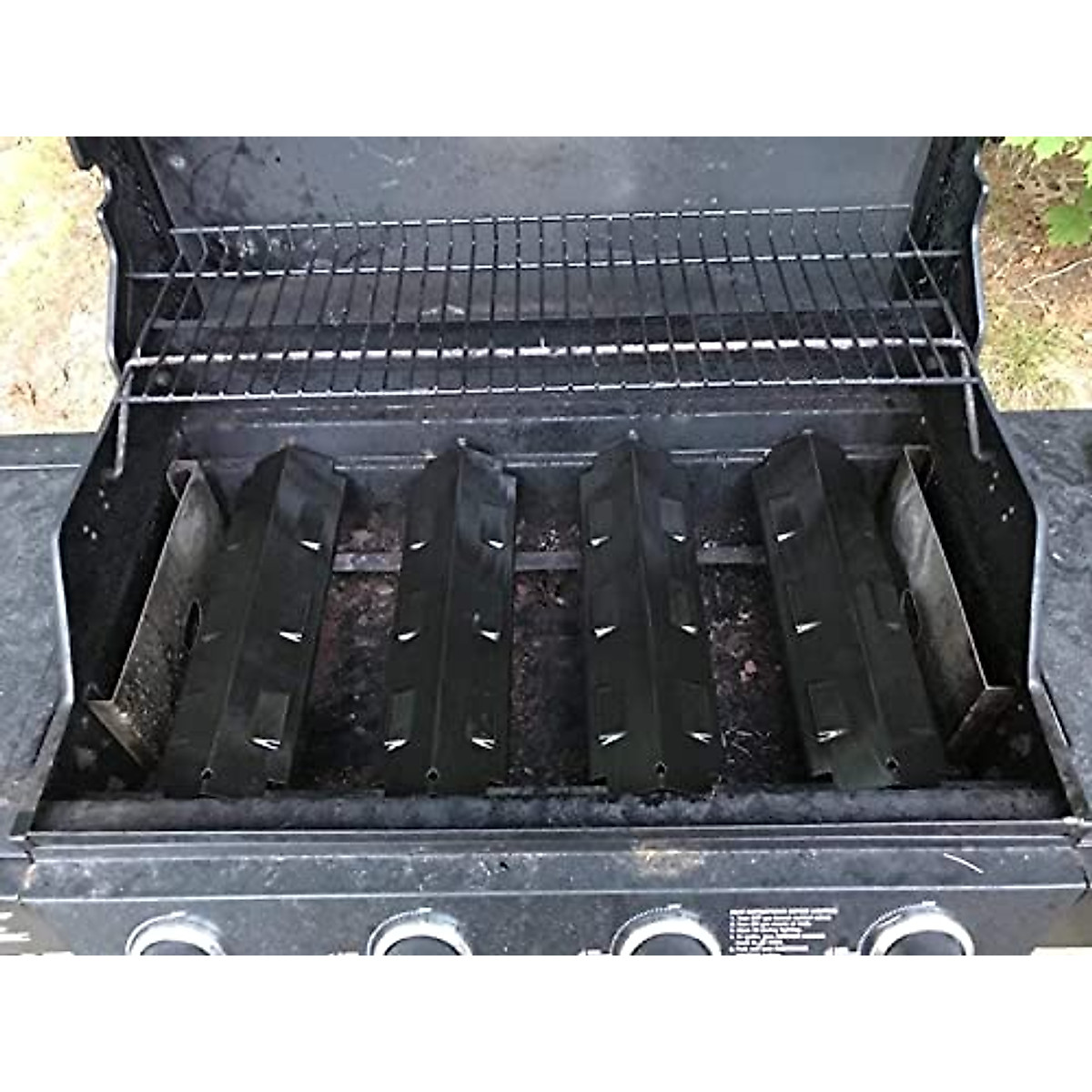 Replace parts 4-pack Porcelain Steel Heat Plate Replacement for Select Gas Grill Models Charbroil,Ken-more,Grill King and Others,Burner Tube, Heat Plate Shield, Crossover Tube Repair Kit for Charbroil