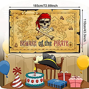 Pirate Party Photography Backdrop Pirate Treasure Map Backdrop Background Pirate Nautical Theme Wall Hanging Tapestry Decoration for Kids Pirate Birthday Party Photo Booth Props Supplies