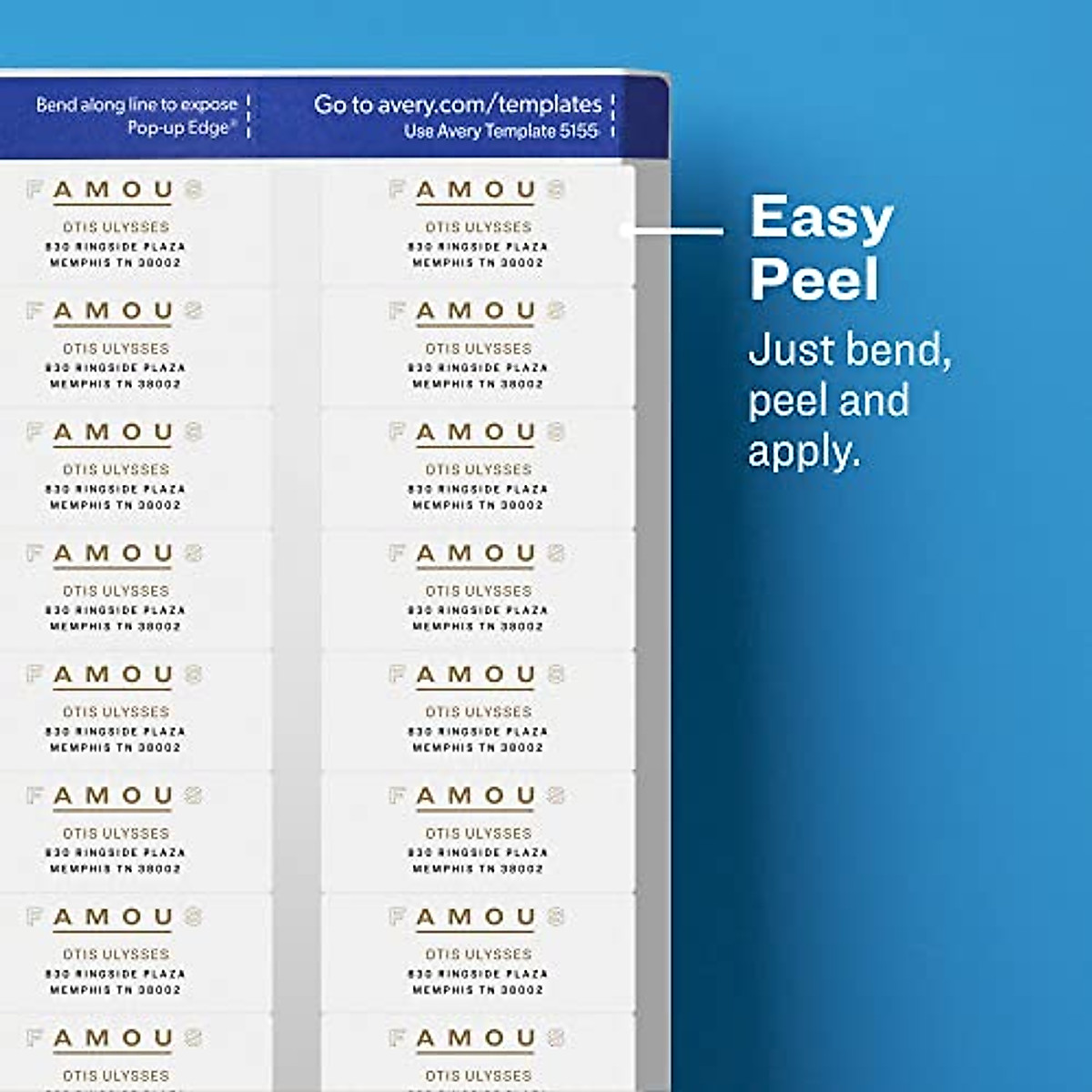 Avery Printable Return Address Labels with Sure Feed, 2/3" x 1-3/4", Matte Clear, 600 Blank Mailing Labels (15695)