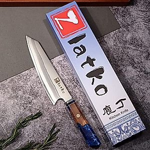 Zlatko Chef Knife, Japanese Chef Knife, 8 Inch Hand Forged Kiritsuke Chef Knife, 440C High Carbon Stainless Steel Ultra Sharp Chef's Knife With Gift Box (Maple & Resin Handle)