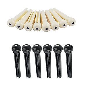 24pcs Acoustic Guitar Bridge Pins Pegs with 1pc Bridge Pin Puller Remover, Ivory & Black-Jinlop