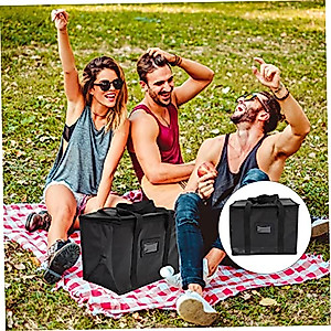 NAMOARLY Insulation Bags Large Insulated Food Bag Food Bag Shopping Cart Bags for Groceries Jumbo Insulated Bag Insulated Food Carrier Bag Cooler Bag Foldable Lunch Bag Black Woven