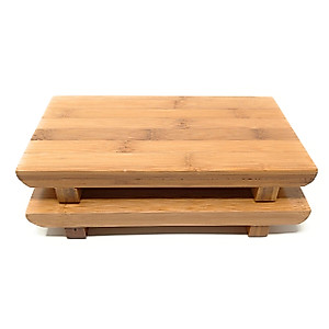 TJ Global Set of 2 Sashimi Sushi Bamboo Serving Geta Plates - Japanese Style Tableware Bamboo Sushi Board Cutting Tray (L9.4 x W5.9)