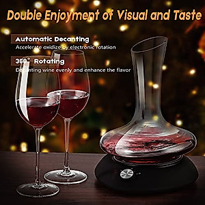 Wine Decanter Set, Red Wine Carafe With Electric Shaker, Automatic Rotation Wine Aerator Decanter. Lead-free Crystal Glass Cleaning Beads. Idea Gift for Wine Lovers,Christmas,Birthday, ect.
