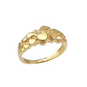 LA BLINGZ 10K Yellow Gold Womens Nugget Ring (10)