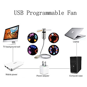 SAYTAY Small USB Fan with Real Time Clock and Temperature Display, Personal Portable USB LED Clock Fan, USB Funny Toy Gadgets Gifts for Men Women Office Home (RGB)