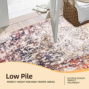 DELISEPT Washable Runners for Hallways 2x6 Runner Rug Non Slip Soft Kitchen Runner Rugs Abstract Non Skid Accent Print Faux Wool Carpet Runners for Entryway Laundry Room Entrance, Pink/Multi