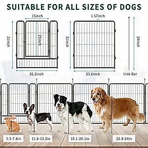 Musen Dog Playpen Outdoor, 16 Panels Dog Pen 32" Height Dog Fence Exercise Pen with Doors for Large/Medium/Small Dogs, Portable Pet Playpen for Yard, RV, Camping, Hammer Paint Finish (Patent Pending)