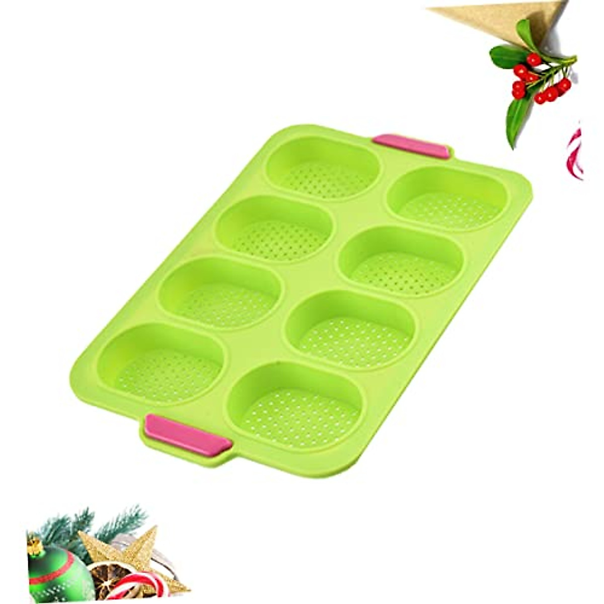 DOITOOL 3pcs 8 Roll Silicone Fondant Cooking Bakers Molding Nonstick Perforated Pan Non-stick Perforated Pan Loaf Baking Mould Muffin Tin Loaf Bake Sandwich Baking Tray Bread Non Stick
