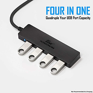 Kingwin USB Hub 4 Port USB 3.0 Data Hub for Mobile SSD, MacBook, Mac Pro/ Mini, iMac, Chromebook, Surface Pro, USB Flash Drives, Notebook PC, XPS, and More [Ultra Slim]