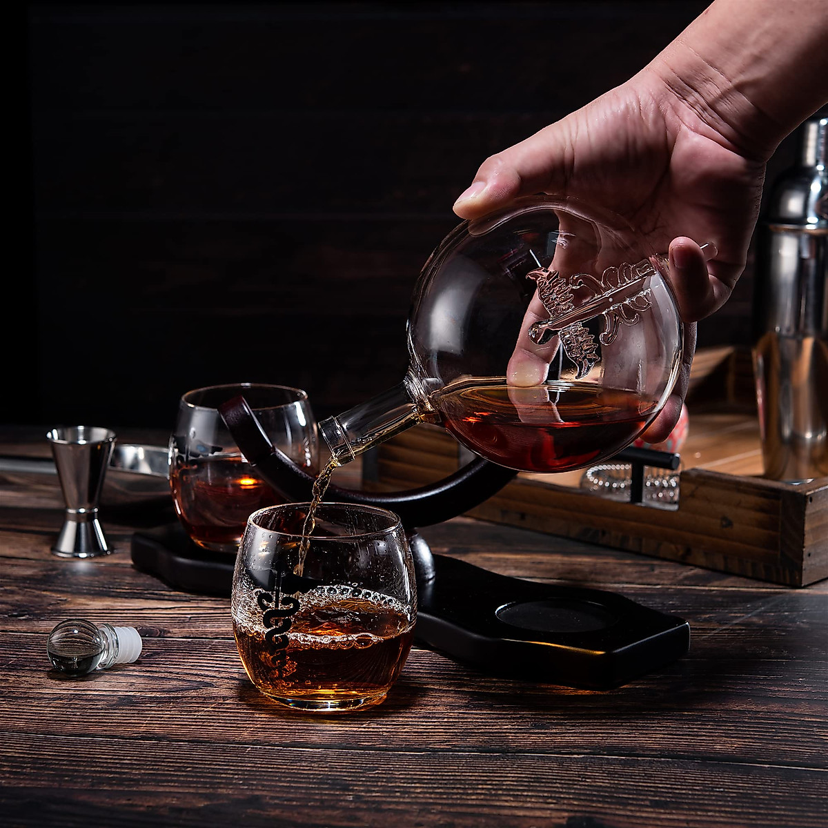 Doctors Dr. & Healthcare Worker Gifts Men & Women - Wine & Whiskey Decanter caduceus Symbol - Father's Day Doctor - 750 mL Gift Idea for Nurses, EMT, Hygienists, Physician, Dentists Gifts for Dad