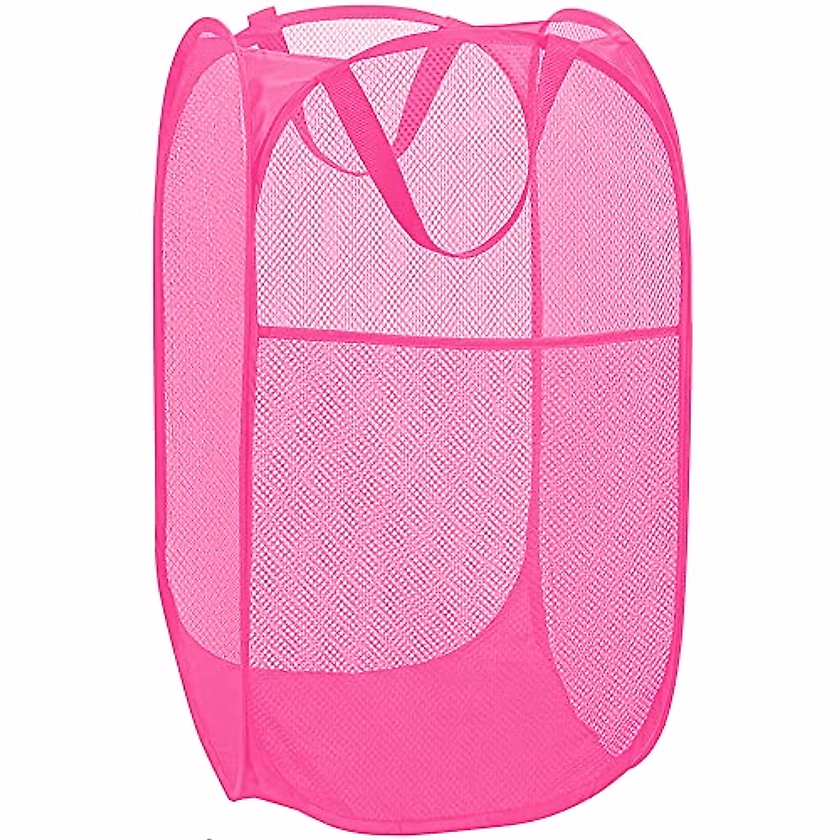 Deluxe Strong Mesh Pop up Laundry Hamper Basket with Side Pocket for Laundry Room, Bathroom, Kids Room, College Dorm or Travel Blush