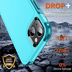 SPIDERCASE Designed for iPhone 13 Case/iPhone 14 Case, [10 FT Military Grade Drop Protection] [with 2 pcs Tempered Glass Screen Protector] Cover for iPhone 13 &14 6.1 inch-Light Blue