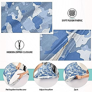 Blue Navy Camo Pillow Cases King Size Breathable Skin-Friendly Velvet Pillow Covers Soft Cozy Pillowcase for Bed Bedroom Sofa Couch Home Decor