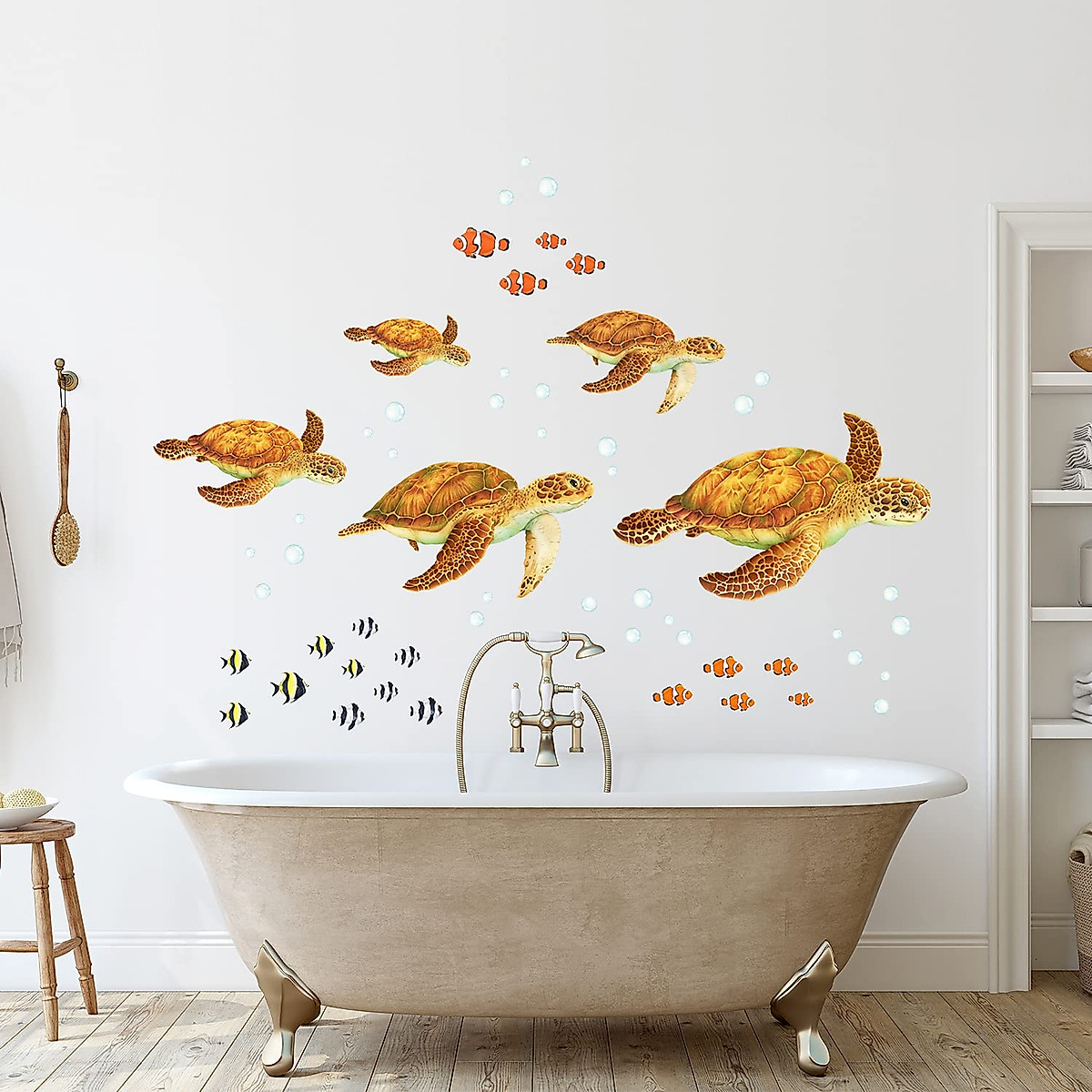 DECOWALL WL2-2011 Sea Turtles Wall Stickers Wall Decals Peel and Stick Removable Wall Stickers for Kids Nursery Bedroom Living Room décor