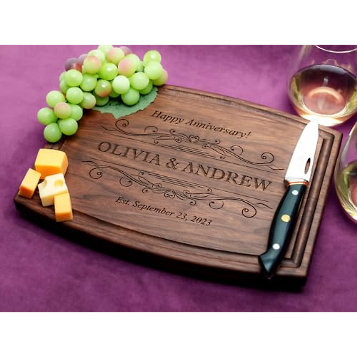 Straga Personalized Cutting Boards | Handmade Wood Engraved Charcuterie | Custom Wedding, Anniversary, Housewarming Gift for Newlyweds