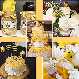 CINPIUK 12 Set Felt Bees for Crafts, Wool Felt Bumble Bee Plush for Tiered Tray Decoration Party Favors DIY Craft Jewelry Accessory