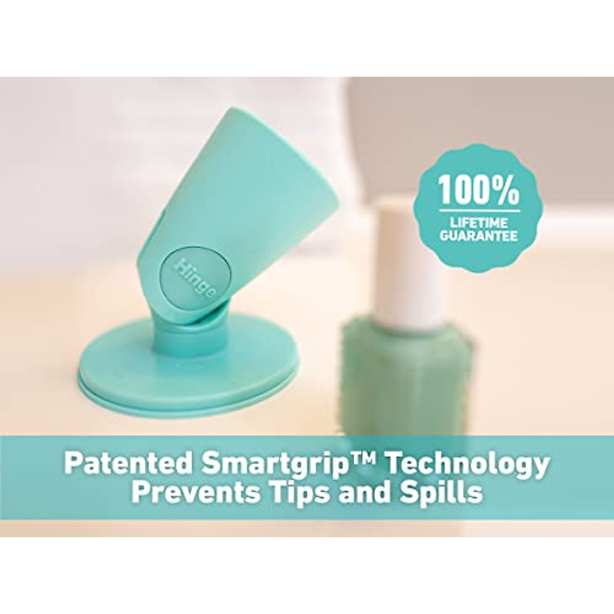 tweexy Hinge Untippable Nail Polish Holder, Fingernail Painting Tools, Anti-Spill Smartgrip Airlock Suction Bottle Stand, Nail Art Pedicure & Manicure Accessories (Zen Green)