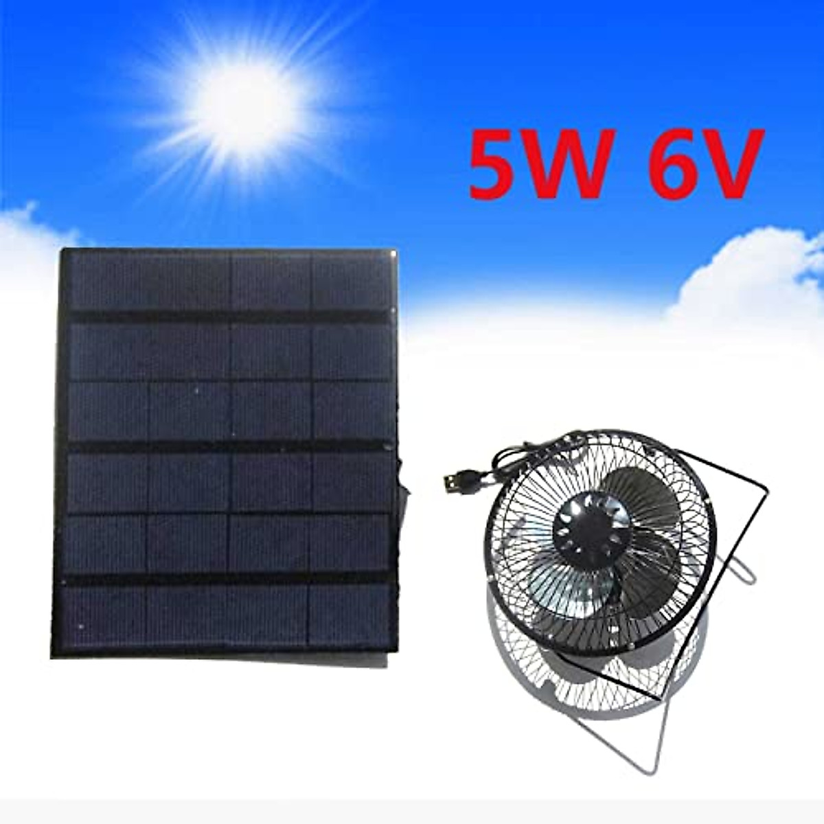5w Solar Powered Exhaust Fan for Shed Fan Waterproof Solar Powered Fan Kit for Chicken Coop, Pet Houses, and Windows, Solar Fan for Greenhouse USB Solar Roof Fan Cool Stuff