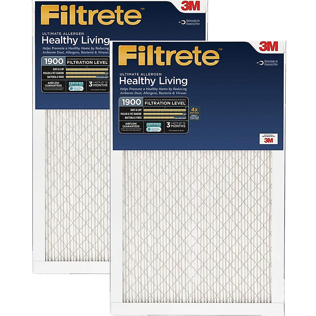 20x25x1 (19.7 x 24.7) Filtrete 1900 Ultimate Allergen Reduction Filter by 3M (4 Pack)