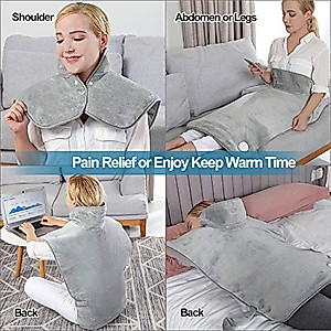 Heating Pad for Back Pain Relief, 24"x35"Large Electric Heating Pad Soft Heat Pad Wrap for Back Shoulder Cramps Relief with 2H Auto Shut Off 6 Temperature Settings, Fast Heating, Machine Washable