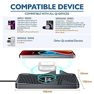 Wireless Car Charger Pad Charging Mat Fast 15W 10W 7.5W Quick Charge Adapter Stand Holder for iPhone 14 13 12 Pro Max 11 8 Plus X XR Xs Compatible Samsung Galaxy S21 S20 S10 S9 Note 9 LG Android Phone