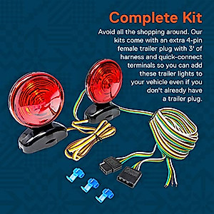TRUE MODS 20' Magnetic LED Trailer Tail Towing Light Kit [DOT FMVSS-108] [SAE STIP] [IP67 Submersible Waterproof] [55lb Magnet] Turn Brake Parking Lights for Truck RV Boat Car Bike Trailer