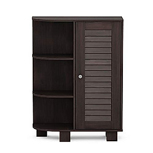 Furinno Indo Storage Shelf Louver Door Cabinet, Espresso