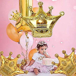 4PCS Crown Balloons Foil Crown Balloon for Birthday Wedding Party Baby Shower Decorations 2 Giant and 2 Medium Size