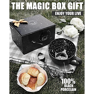 Taruzil Midnight Skull Coffee Mugs with Spoons, Halloween Christmas Birthday White Elephant Gifts for Adult Women Men Friends, Spooky Witchy Gag Fun Gifts Gothis Decor Novelty Tea Cups