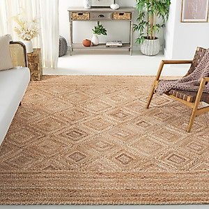 SAFAVIEH Natural Fiber Collection Area Rug - 9' x 12', Natural, Handmade Boho Moroccan Trellis Jute, Ideal for High Traffic Areas in Living Room, Bedroom (NF925A)