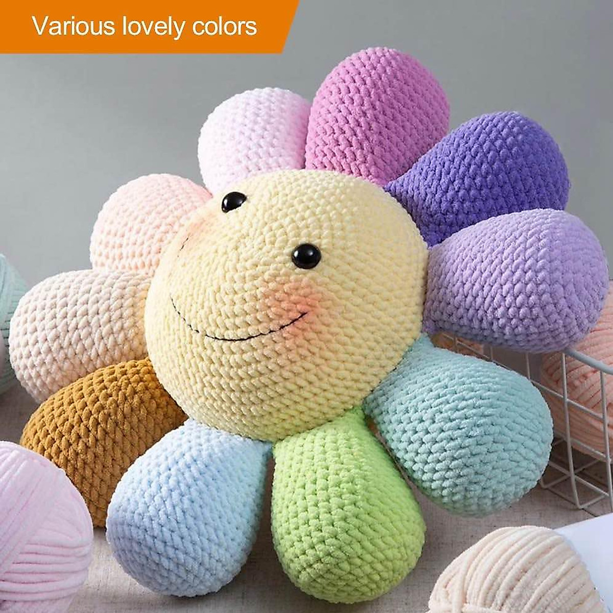 MOJADREAM 3PCS 3.5oz Chenille Yarn for Blankets Amigurumi: Soft Velvet Baby Yarn Blanket Knitting and Crocheting Bulky 5# Yarn 3 Skeins of 100g (Pale Peach)