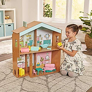KidKraft Designed by Me™: Color Decor Wooden Dollhouse with Removable Coloring Book, 5 Markers and 15 Accessories, Gift for Ages 3+