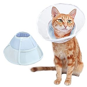 Crazy Felix Cat Cone, Soft Cone for Cats to Stop Licking and Scratching, Comfortable Cat Cone Collar with Upgraded PVC Material and Adjustable Hook&Loop for Healing Wound, After Surgery and Vet Visit