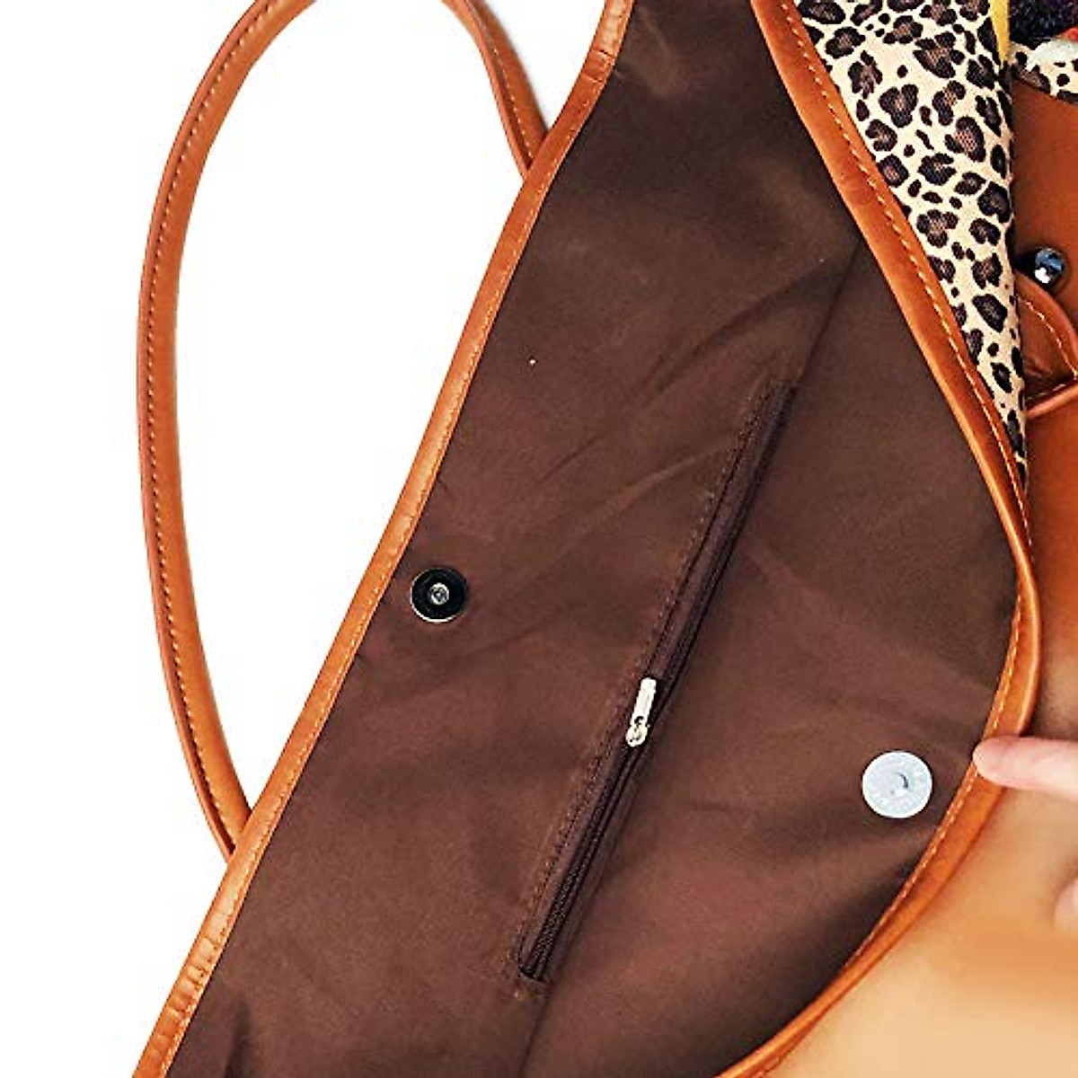 JIU HONG CHAO Large Tote Bag for Women Sunflower Purse Leopard Print Handbag Canvas Beach Bag Lightweigh Tote with Faux Leather Handle Cheetah Gifts for Women…