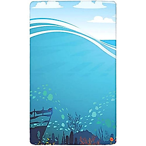 Reef Themed Fitted Mini Crib Sheets,Portable Mini Crib Sheets Soft & Stretchy Fitted Crib Sheet-Great for Boy or Girl Room or Nursery,24“ x38“,Sea Blue Multicolor