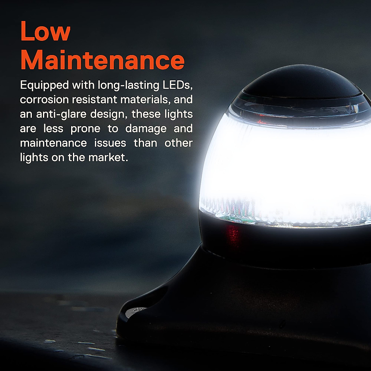 TRUE MODS 12-24V White LED Marine Navigation Anchor All-Round Boat Light [USCG ABYC A-16 3NM] [Waterproof] 3 Nautical Mile Surface Mount Top Rear Stern Light for Fishing Yacht Sailboat