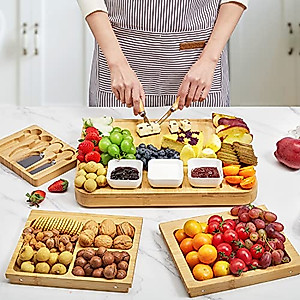 AW BRIDAL Mr Mrs Cheese Board and Knife Set Large Charcuterie Board, Valentines Day Gifts Wedding Anniversary Engagement Gifts for Couple Bridal Shower Housewarming Gifts