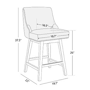 CHITA Counter Height Swivel Barstool,26" H Seat Height Upholstered Bar Stool,360° Free Swivel Barstools with Comfortable Foam Cushioning,Creamy Gray