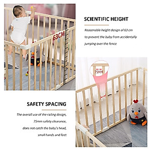Jolan Baby Playpen Wooden,Detachable/Portable,Baby Fence with Door,Indoor Outdoor Large Safety Playard Playpen,63cm Height,Activity Center Playpen for Twins,Toddlers,Children,110×150cm
