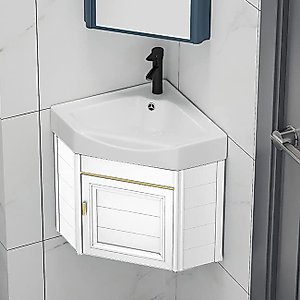 Small Bathroom Vanity,Narrow Bathroom Vanity With Sink Combo,Bath Rv Cabinet White Ceramic Rectangular Vessel Sink For Small Space,Utility Washing Hand Basin Design,for Home Kitchen Patio Laundry Room