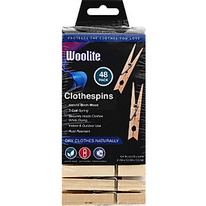WOOLITE Laundry 360 48 Count Birch Wood Clothespins, Natura