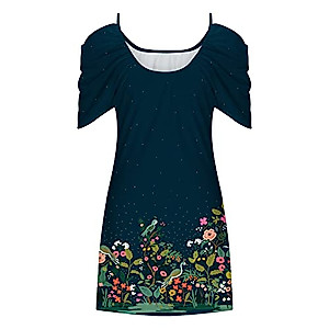 Church Dresses for Women 2023 Elegant Modest Summer Dresses Dressy 2023 Casual Sexy Cold Shoulder Scoop Neck Tunic Dress Butterfly Tshirt Sundress Plus Size