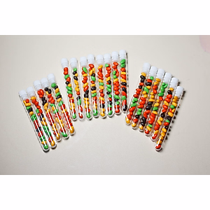 JOYYU 12x100mm 8ml Clear Plastic Test Tubes with Caps for Scientific Experiments, Easter, Scientific Themed Kids Birthday Party Supplies, Eyelash Brushes/Candy Storage(50 Pack)