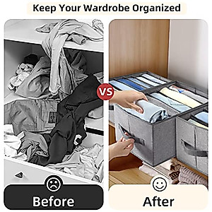 Wardrobe Clothes Organizer, Large Jeans Organizer for Closet, Closet Organizers for Folded Clothes, Washable Foldable Drawer Organizers for Clothing, Shirt Organizer, Pants, Sweaters, 6 Grid 4 Pack