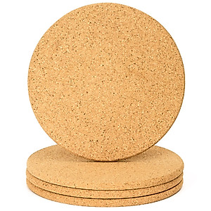 Cork Trivet, High Density Thick Cork Coaster Set for Hot Dishes and Hot Pots, 4 Pack 8 Inch Heat Resistant Multifunctional Cork Board, Hot Pads for Table and Countertop