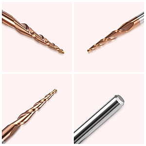 HQMaster Tapered Ball Nose End Mill 1/8 inch Shank Tungsten Carbide Cutter 3D Woodworking Tool CNC Router Bits (D=1.0mm)
