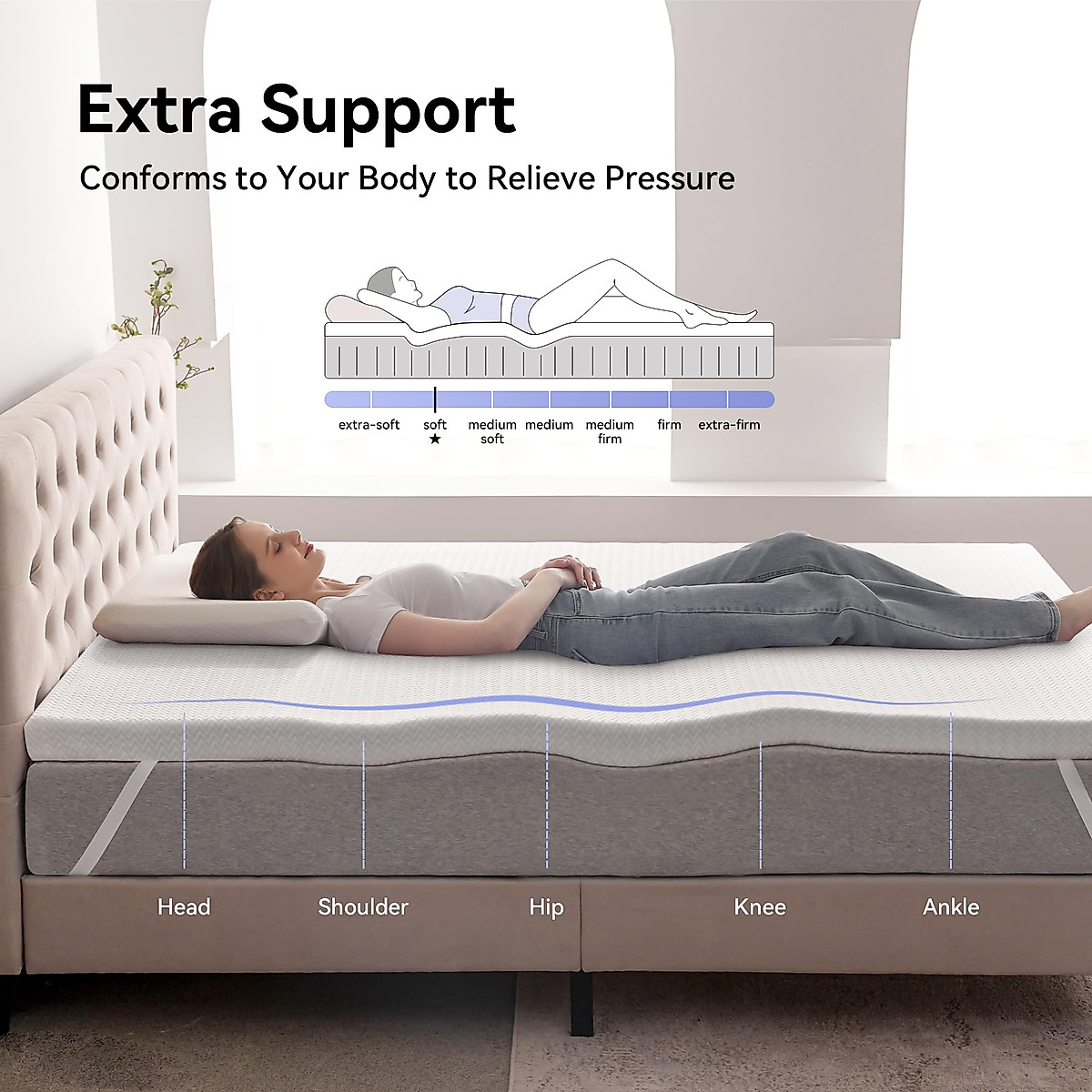 AMICLIBER 3 Inch Twin Gel Memory Foam Mattress Topper, Cooling Bed Topper with Removable Cover, Soft & Pain Relief & Breathable, CertiPUR-US & Oeko-Tex Certified